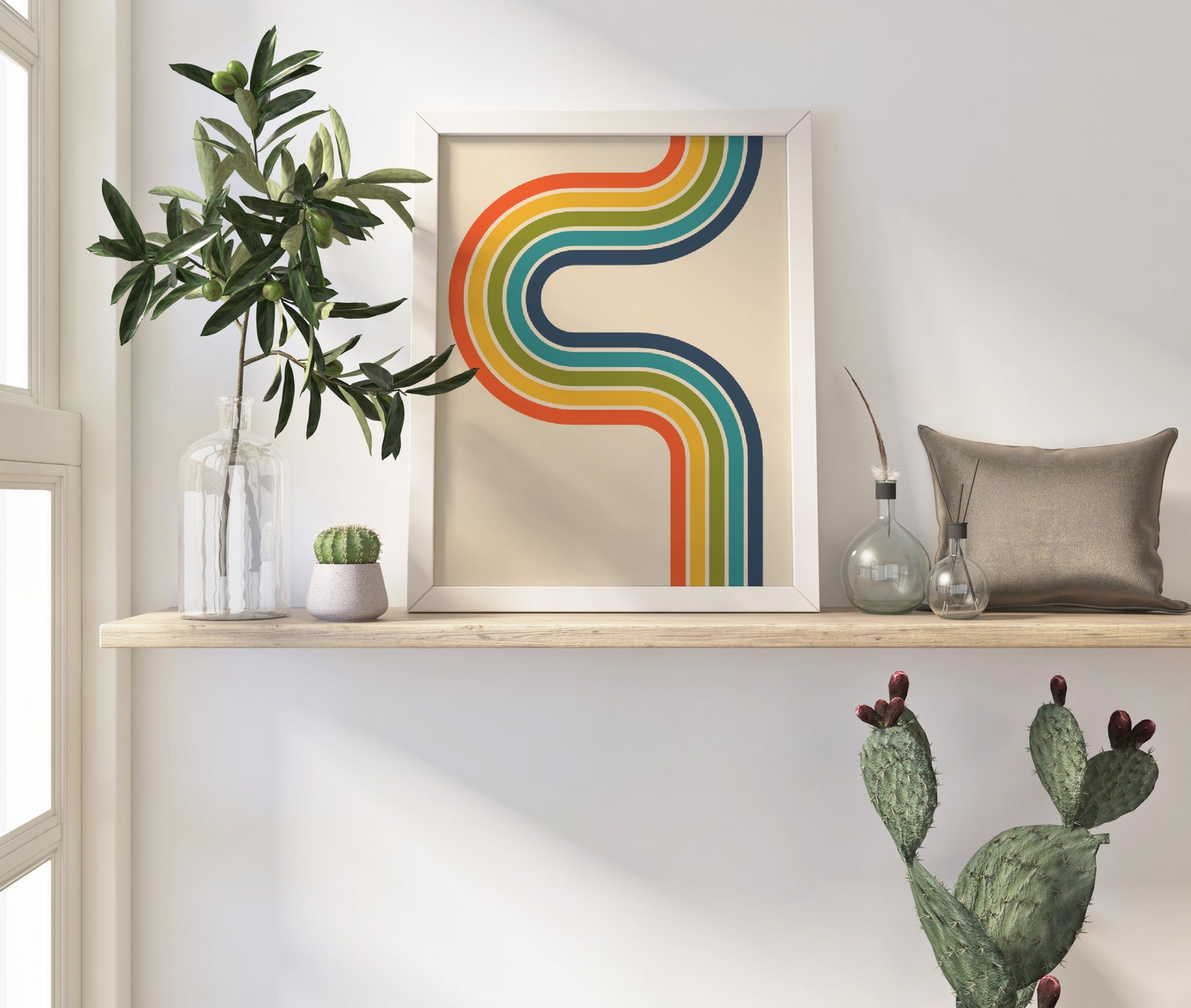 Retro Wall Art Geometric Print Groovy Print Wall Art - Etsy