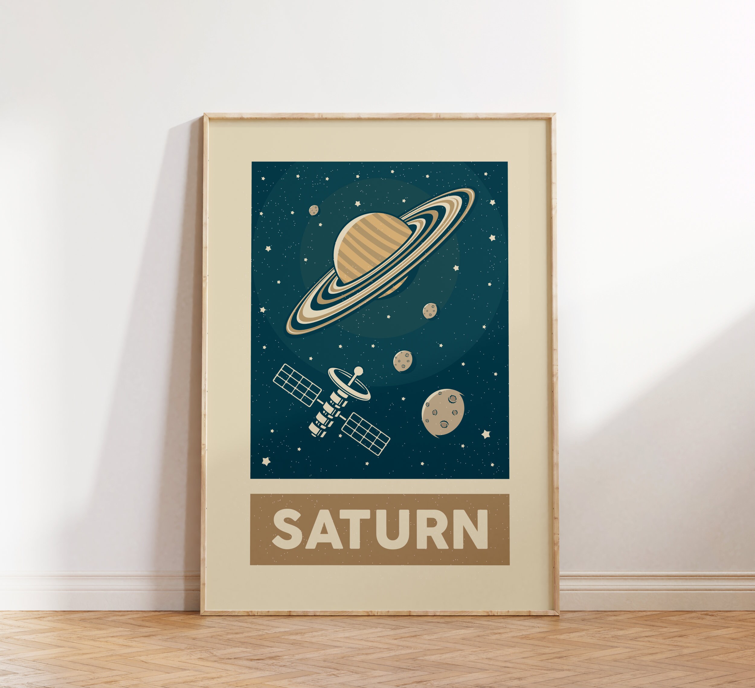 Retro Saturn Print, Solar System Planets, Outer Space Poster, Kids Room ...