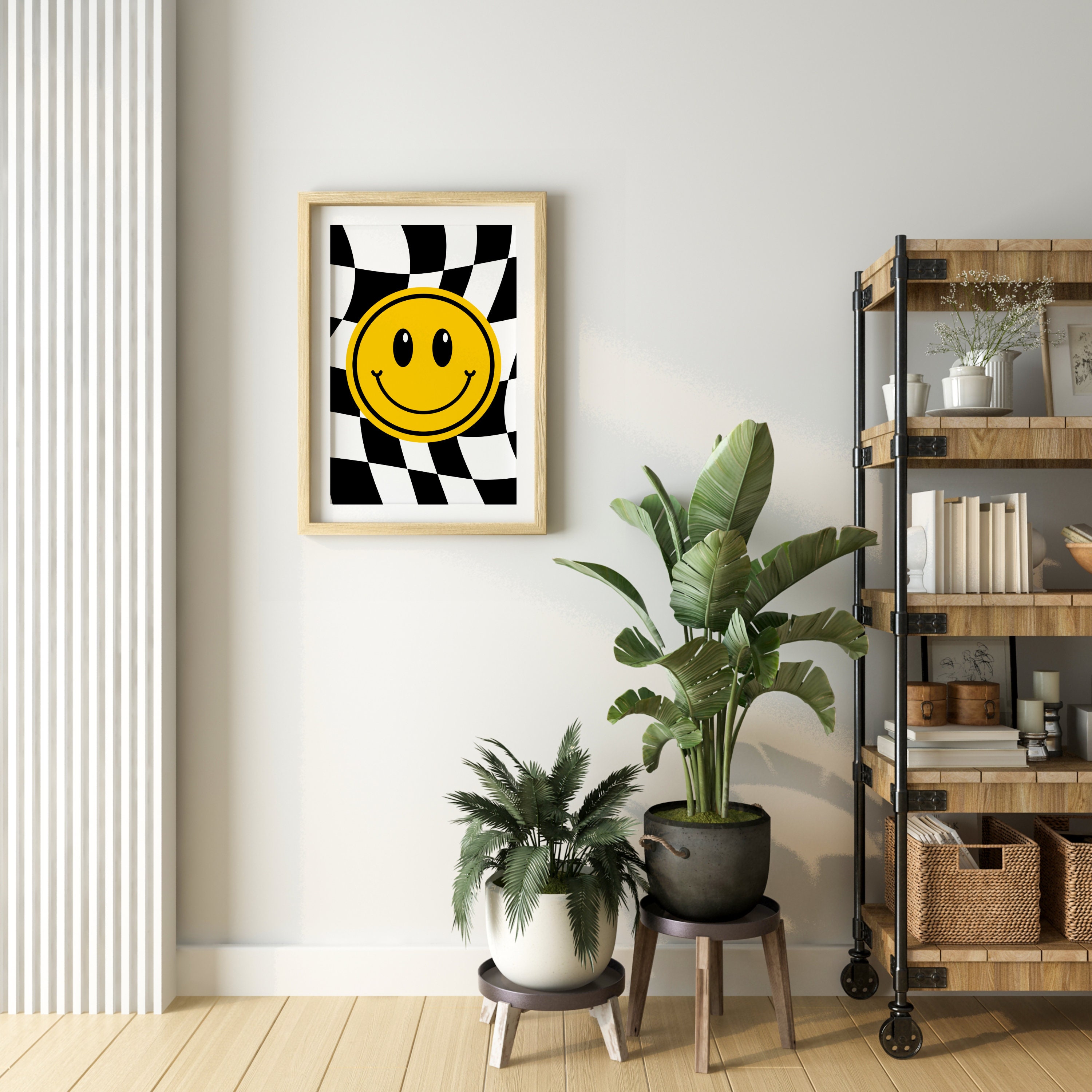 Retro Groovy Checkered Wall Art Print (digital Download) | Trendy ...