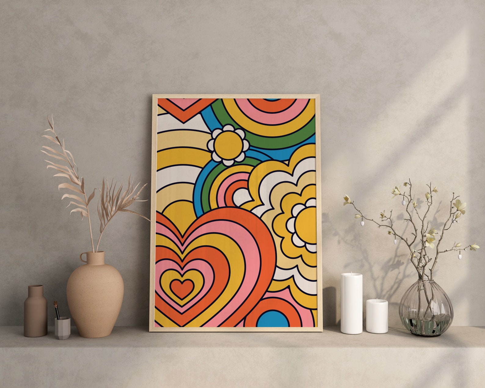 Retro Groovy Print Retro Wall Art Colorful Print Cute Print - Etsy