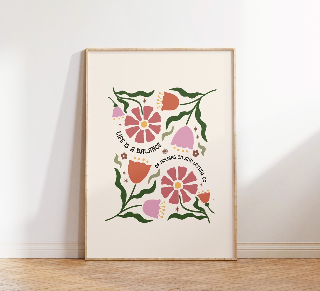 Boho Flower Wall Art Print, Aesthetic Wall Art, Inspirational Print ...