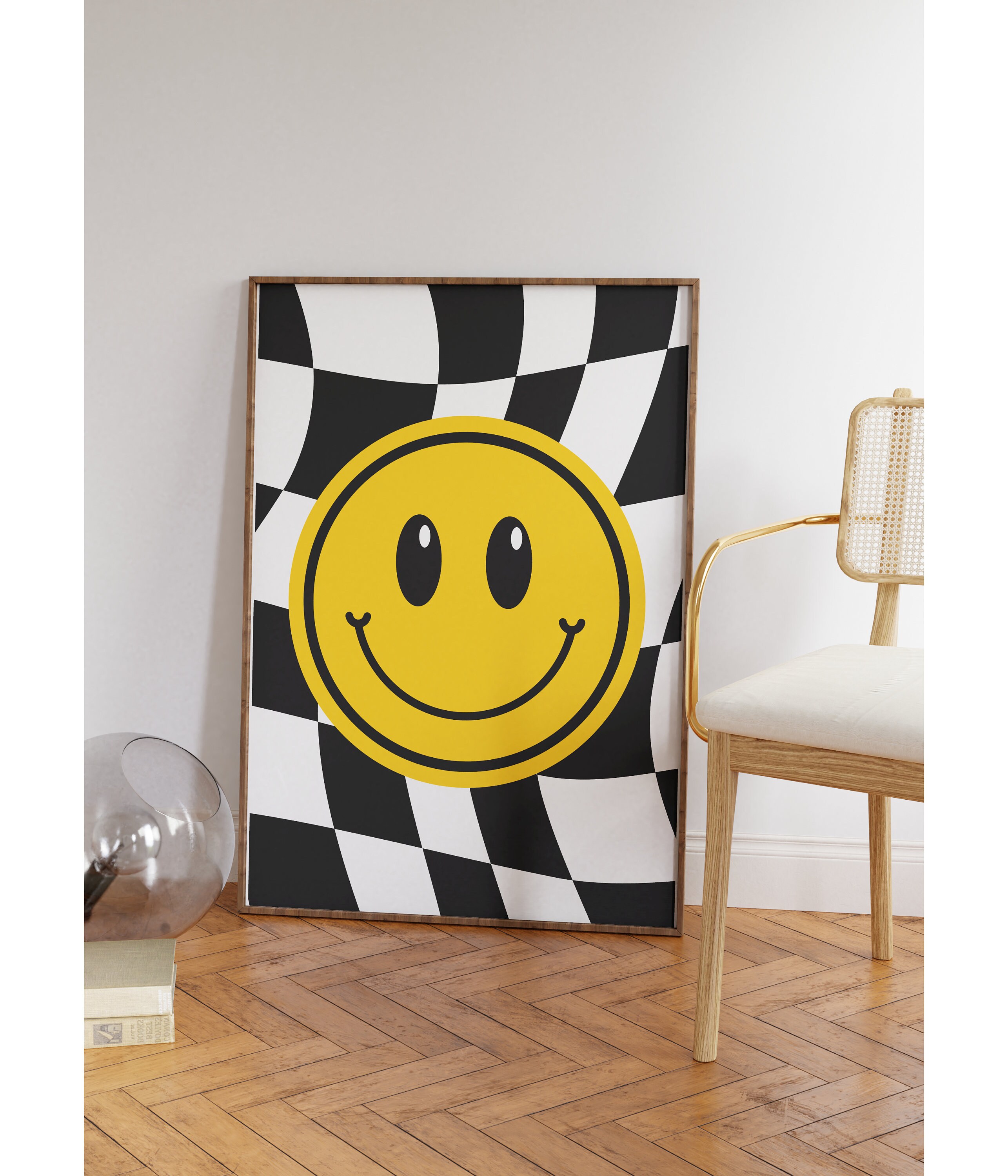 Retro Groovy Checkered Wall Art Print (digital Download) | Trendy ...