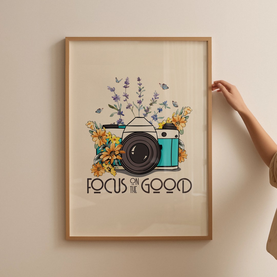 Focus on the Good Print, Hippie Flower Wall Print, Wall Art Quotes ...