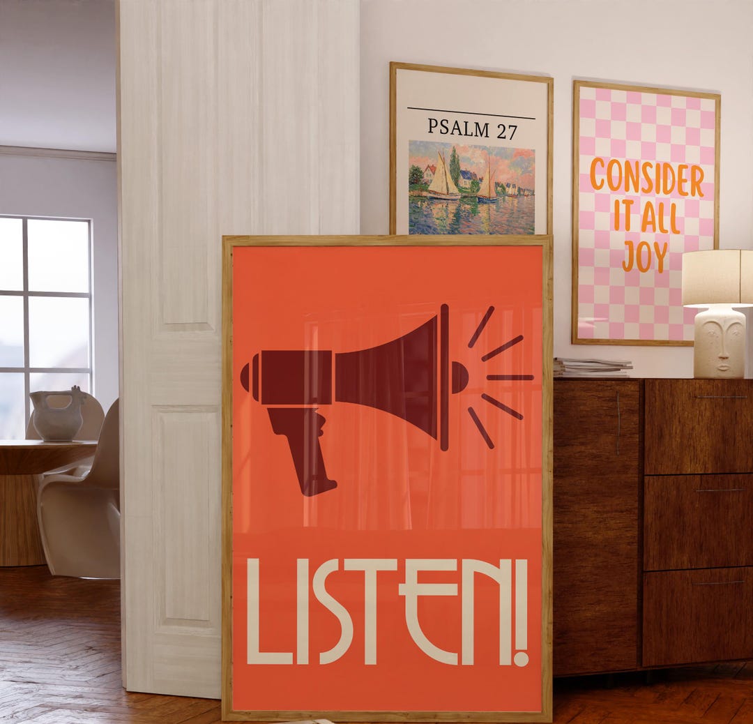 Retro Megaphone Wall Print, Retro Digital Print, Retro Wall Art, Wall ...