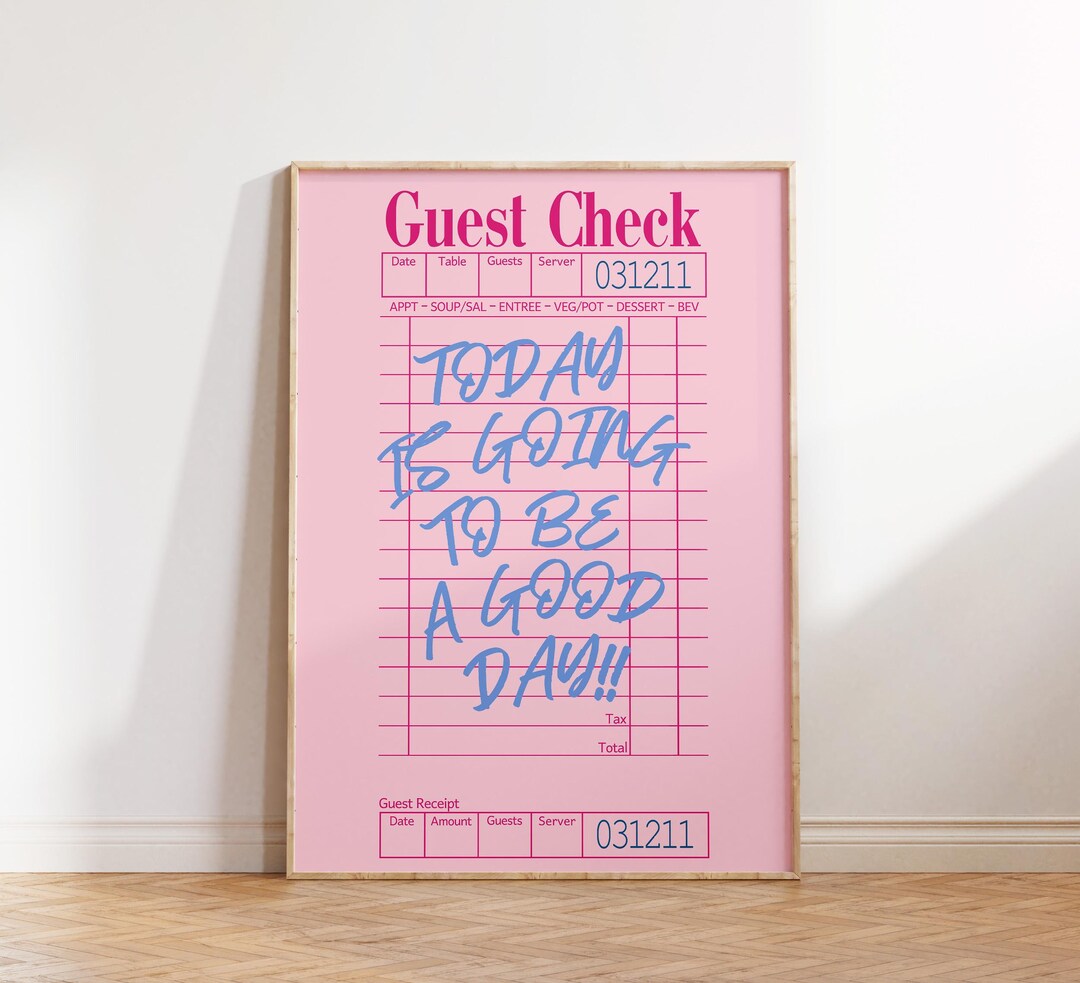 Pink Guest Check Print, Pink Girly Print, Trendy Wall Art Print, Digital Print, Bedroom Wall ...