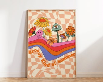 Groovy Vintage Prints Mushroom Art Print 70s Retro Gallery - Etsy