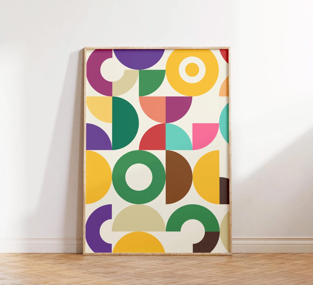 Retro Geometric Wall Art: Abstract Colorful Print (digital Download) - Etsy