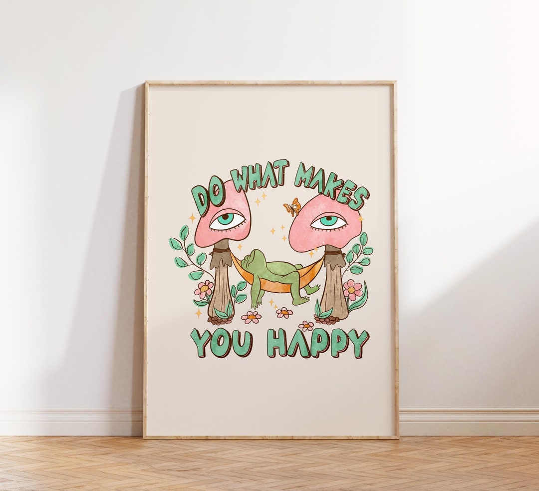 Retro Inspirational Print, Quirky Wall Art, Cottagecore Poster, Dorm ...