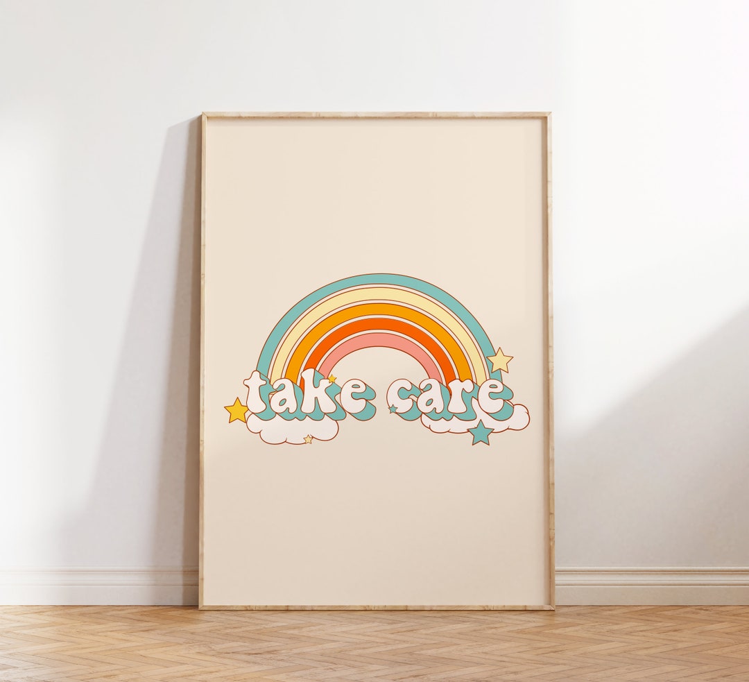 Retro Cute Wall Print Take Care Print Retro Poster Digital - Etsy