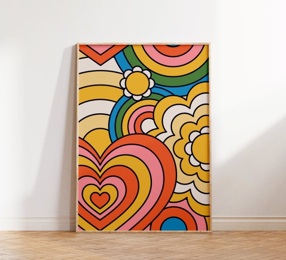 Retro Groovy Print Retro Wall Art Colorful Print Cute Print - Etsy
