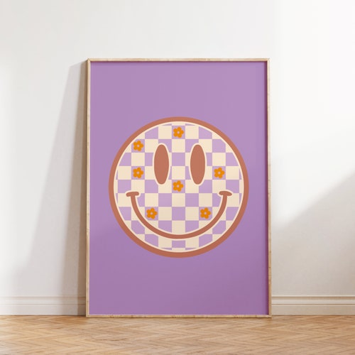 Smiley Face Wall Art Retro Print Groovy Decor Funky Wall - Etsy