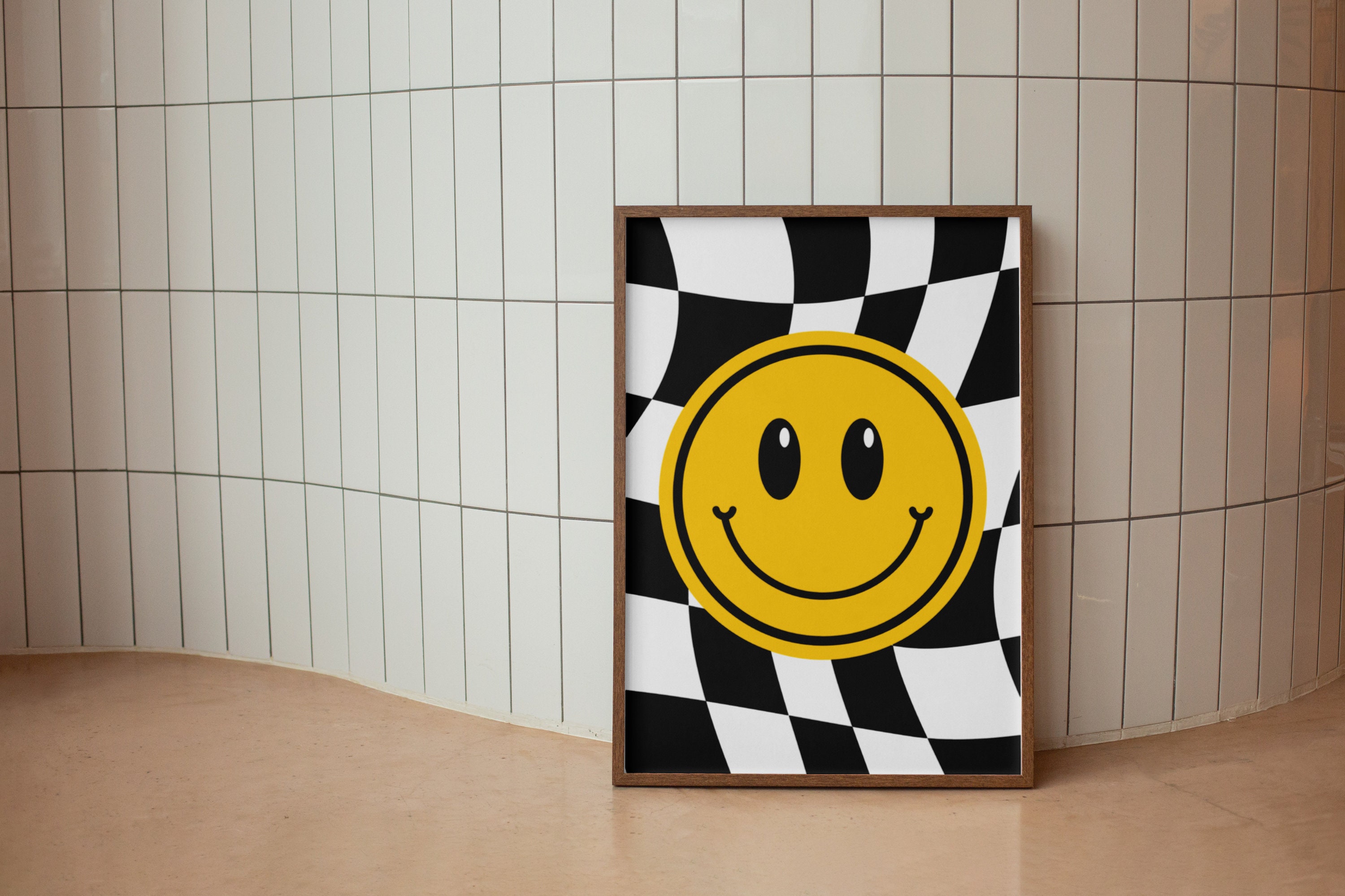 Retro Groovy Checkered Wall Art Print (digital Download) | Trendy ...