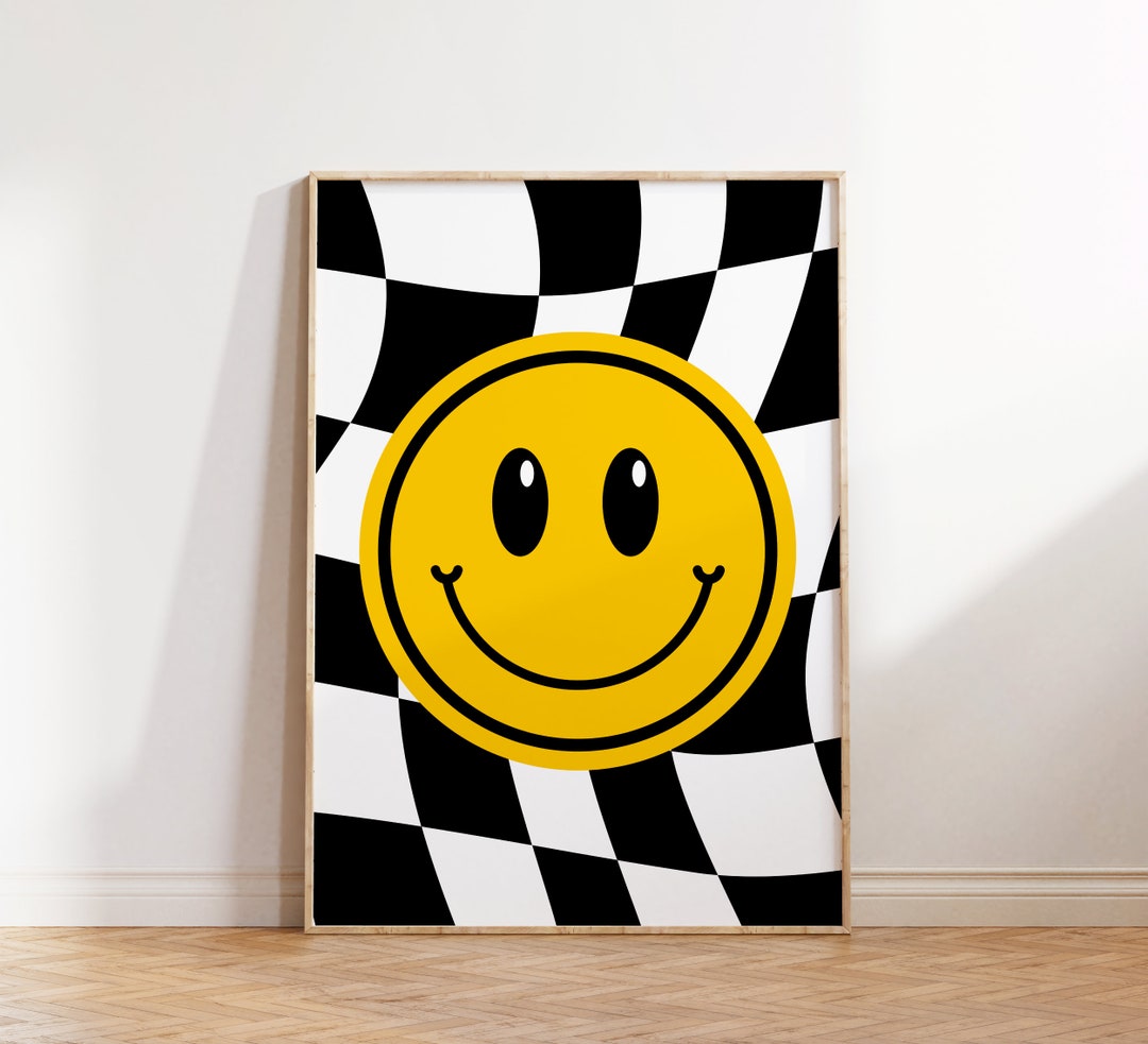 Retro Groovy Checkered Wall Art Print (digital Download) | Trendy ...