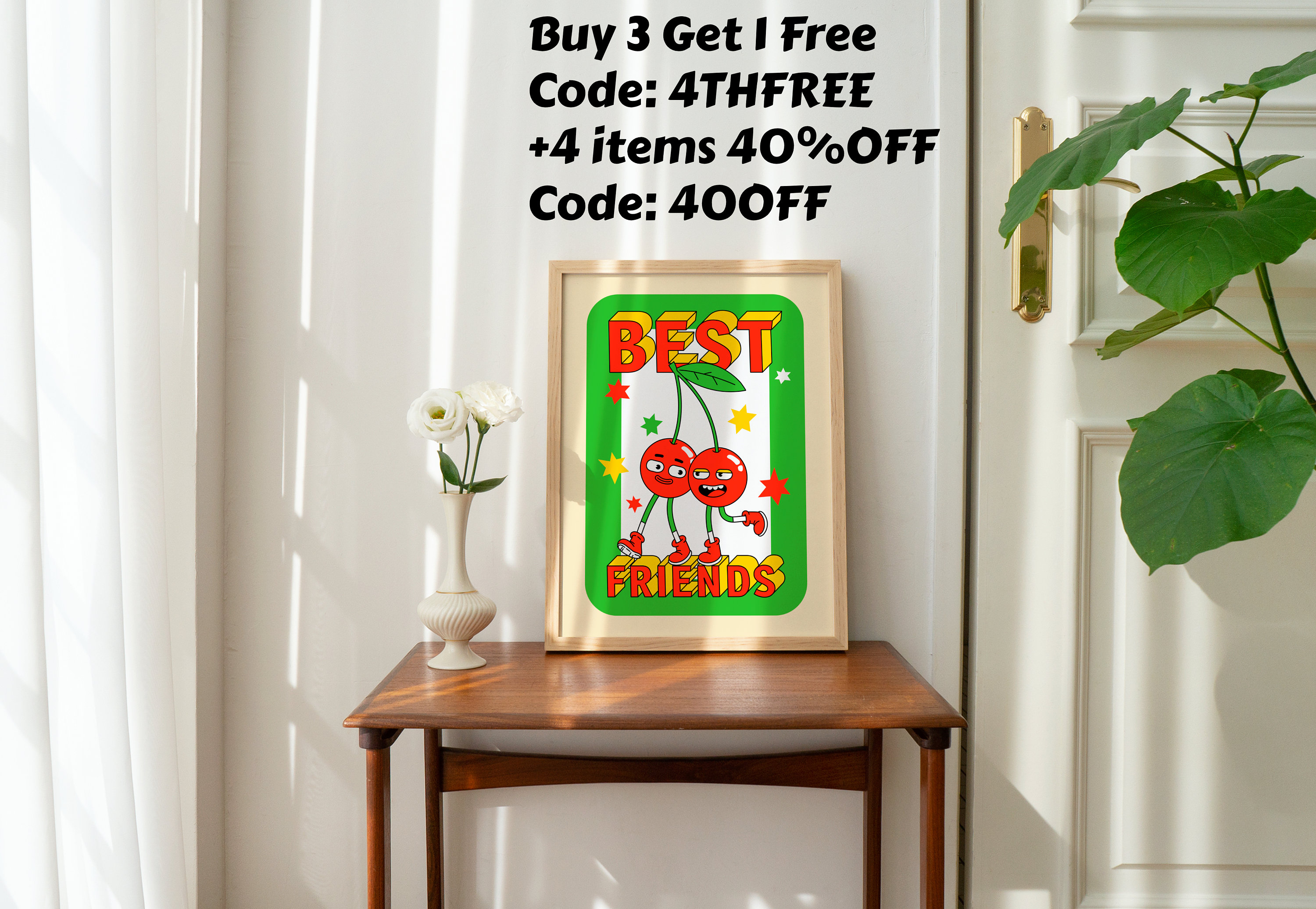 Retro Character Wall Art Best Friends Wall Print Digital - Etsy