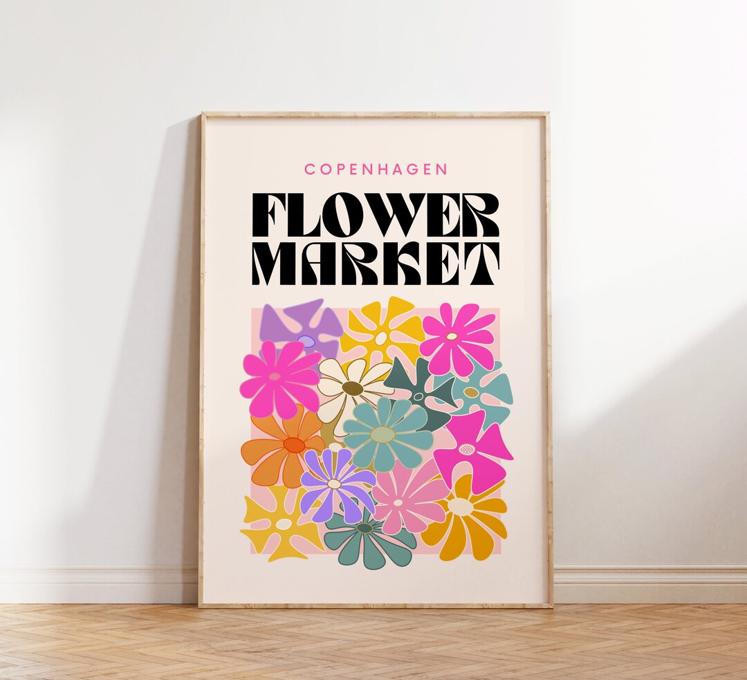 Retro Copenhagen Flower Market Print: Colorful Floral Wall Art (digital ...