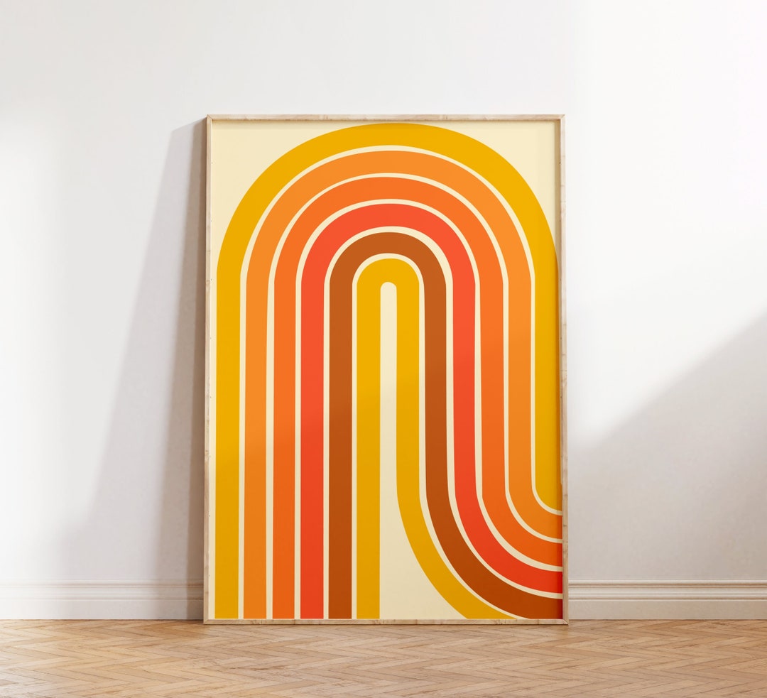 Retro Geometric Wall Art, Retro Poster, Groovy Print, Printable Wall ...