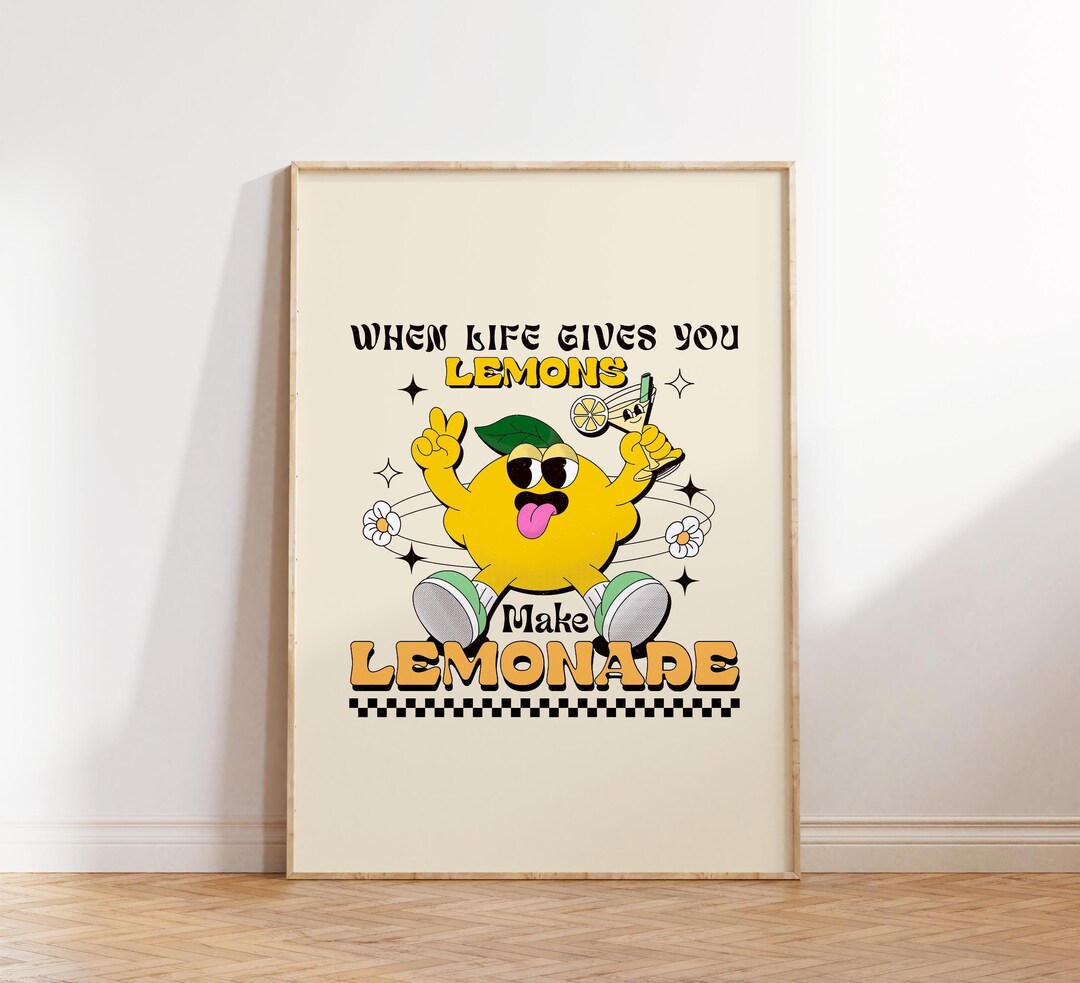 Retro Lemon Quote Print: Inspirational Wall Art (digital Download) - Etsy