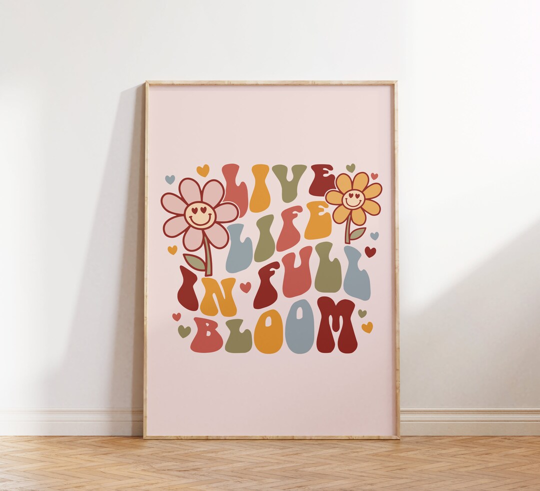 Groovy Retro Inspirational Quote Print: Colorful Wall Art (digital ...