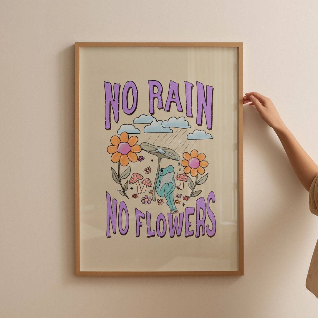 Retro Flower Quote Wall Print, Floral Poster, Inspirational Print, Wall ...