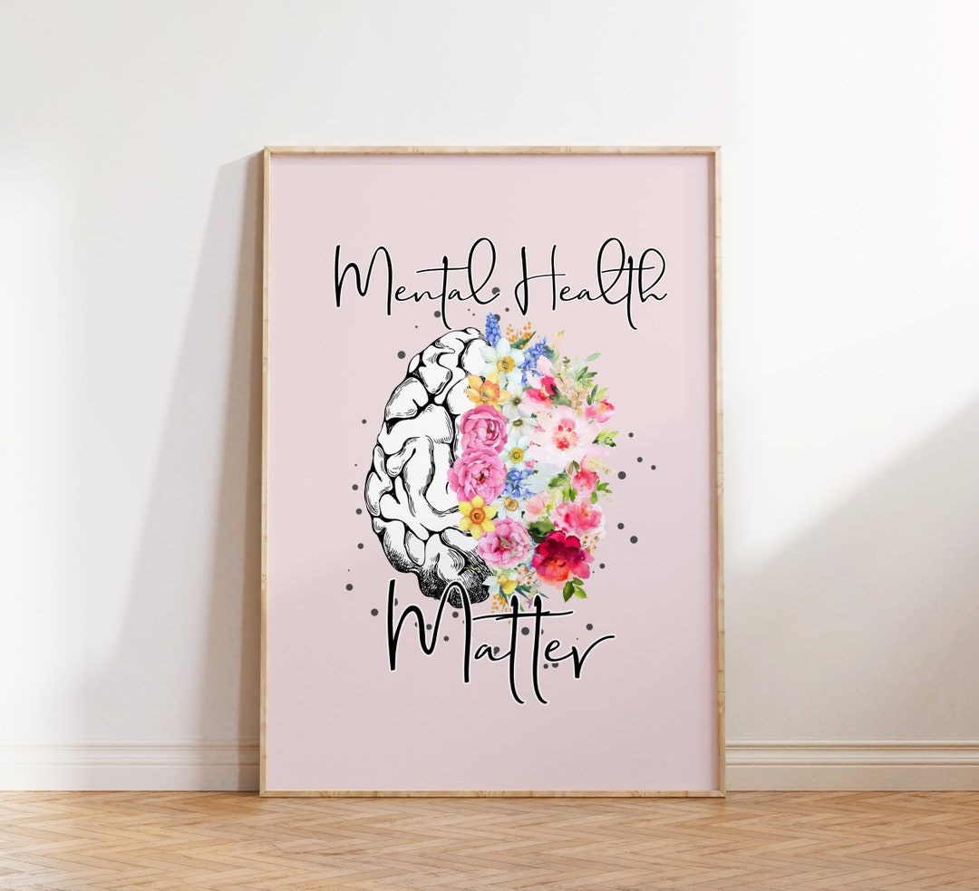 Mental Health Matters Poster, Hippie Wall Print, Therapist Office Art ...
