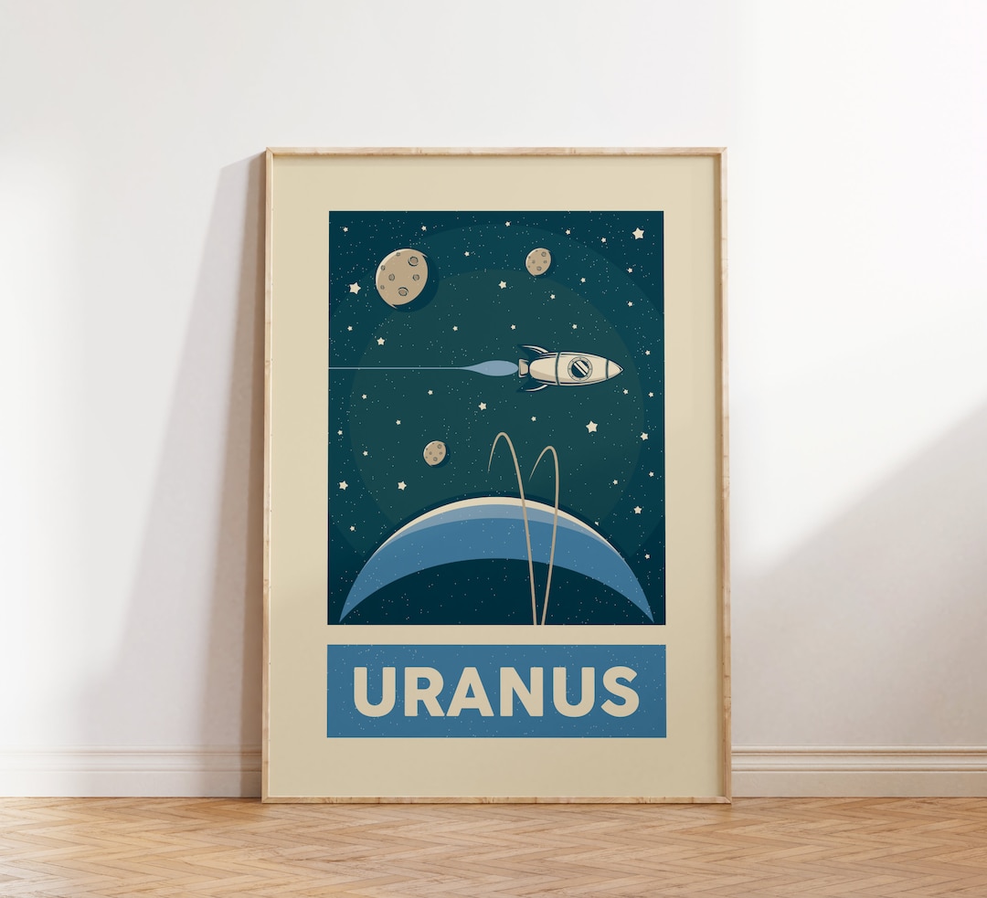 Retro Uranus Print, Solar System Planets, Outer Space Poster, Kids Room ...