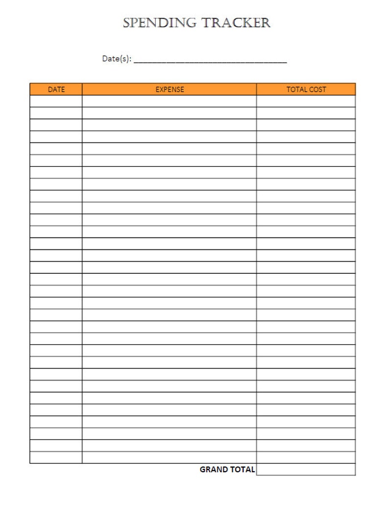 Spending Tracker Printable Expense Tracker Customizable Spending Sheet ...