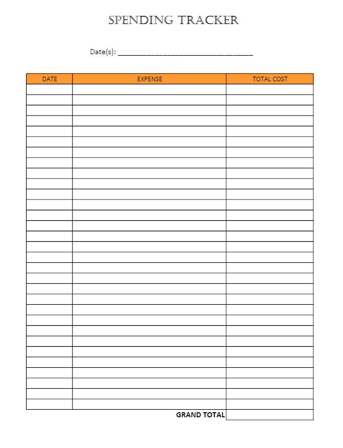 Spending Tracker Printable Expense Tracker Customizable Spending Sheet ...