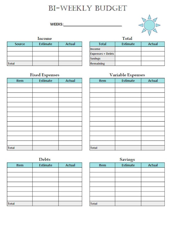 Bi Weekly Budget Printable Weekly And Bi Weekly Budgeting Solutions