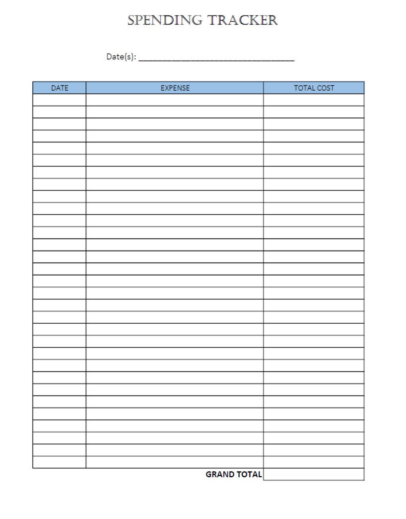 Easy & Simple Spending Tracker | Printable Expense Tracker ...