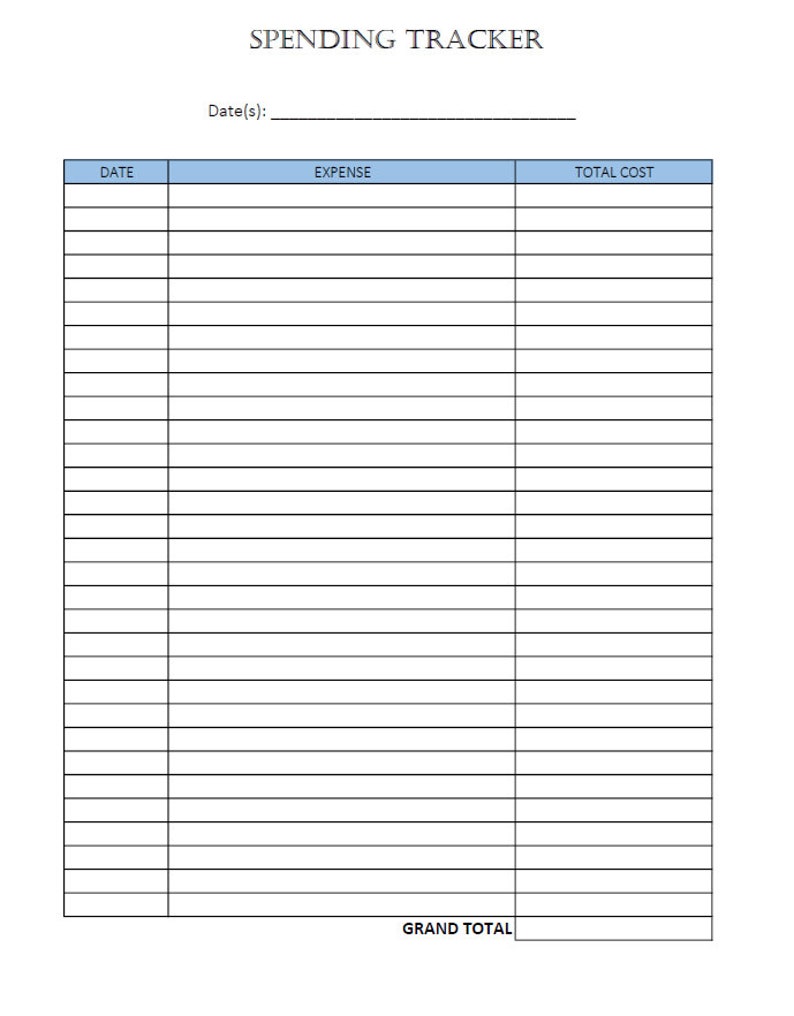 Easy & Simple Spending Tracker | Printable Expense Tracker ...