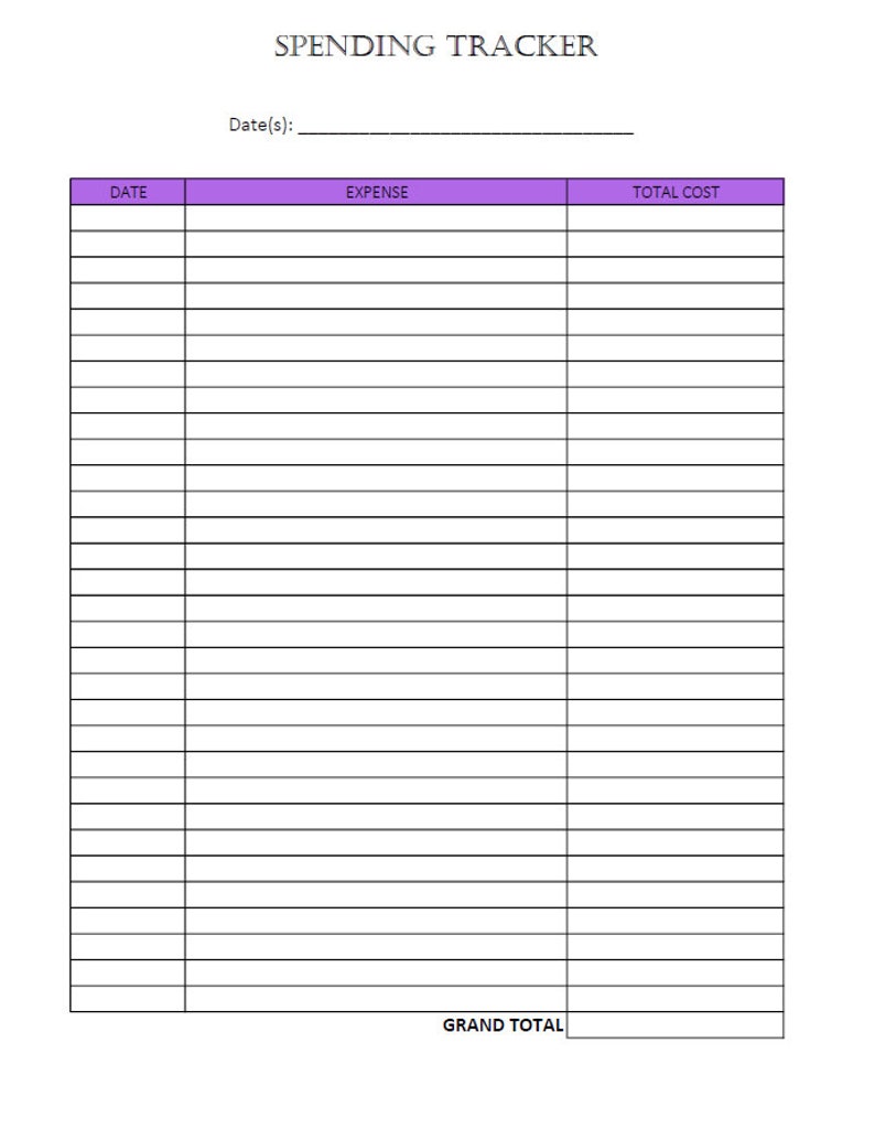 Easy & Simple Spending Tracker | Printable Expense Tracker ...