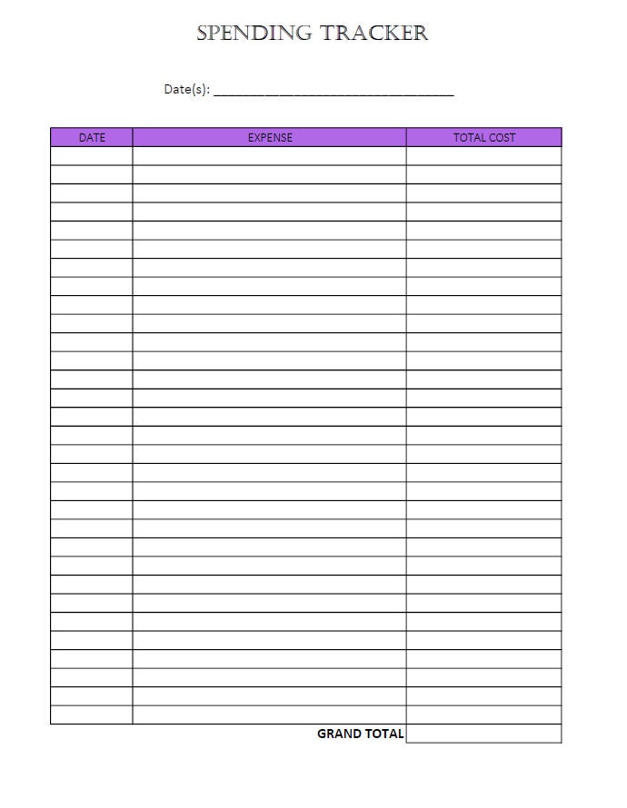 Easy & Simple Spending Tracker | Printable Expense Tracker ...