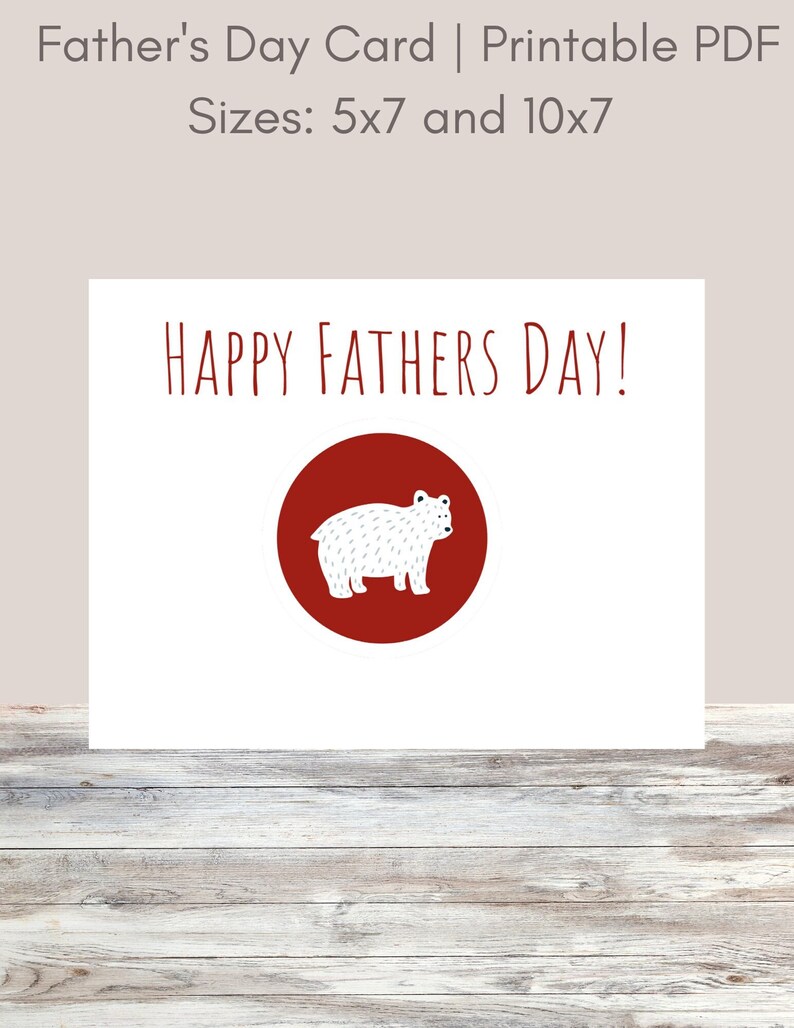 Papa Bear Printable PDF Father's Day Card - Etsy