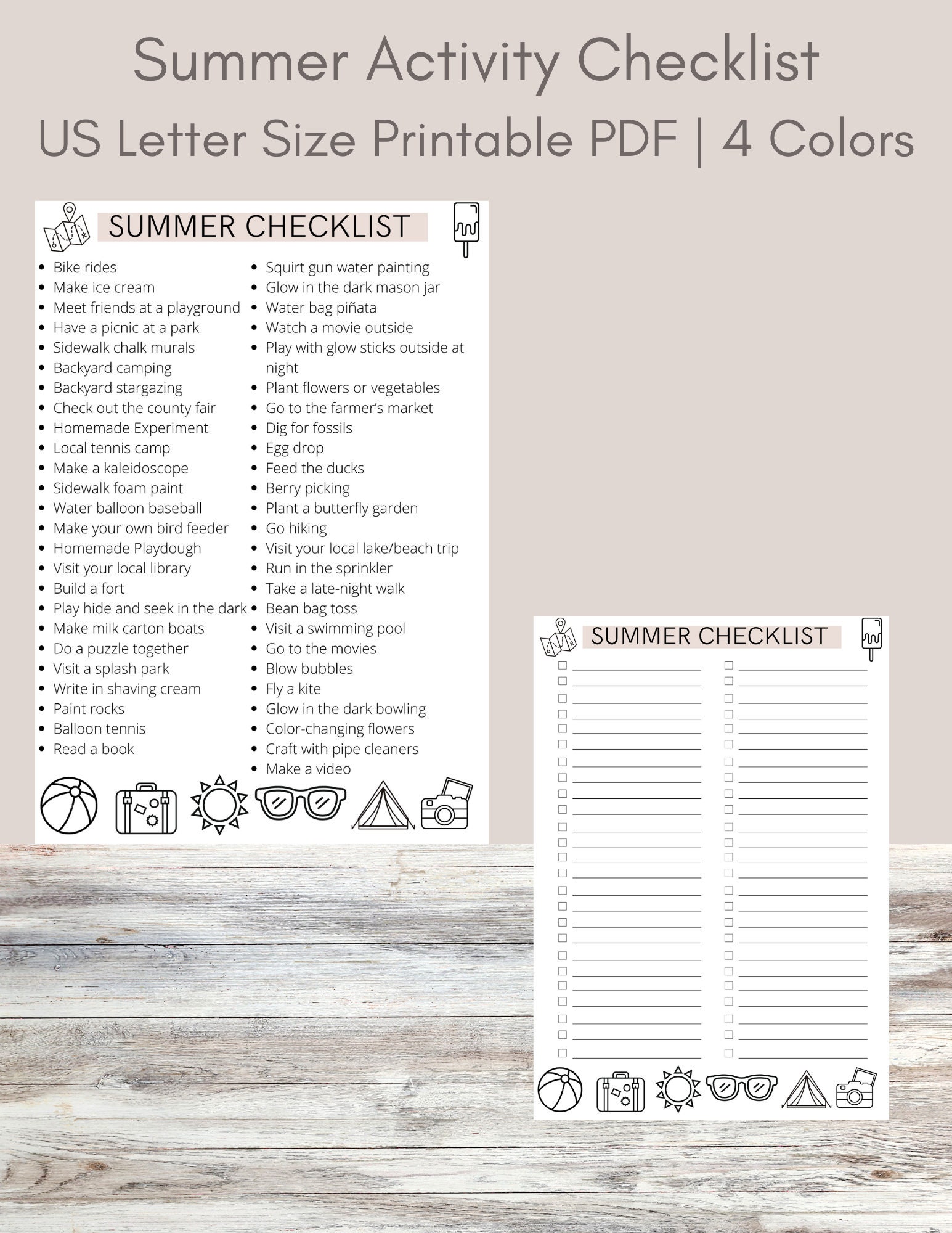Summer Bucket List | Fillable Summer Bucket List | Summer Activity List ...