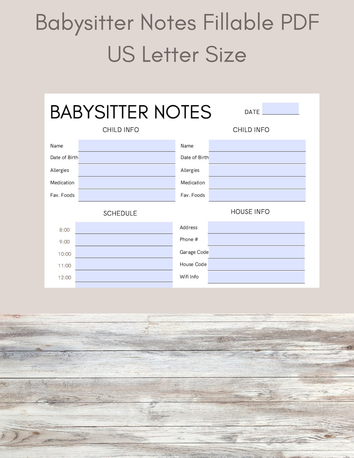 Editable Babysitter Notes Printable | Babysitter Notes Sheet ...