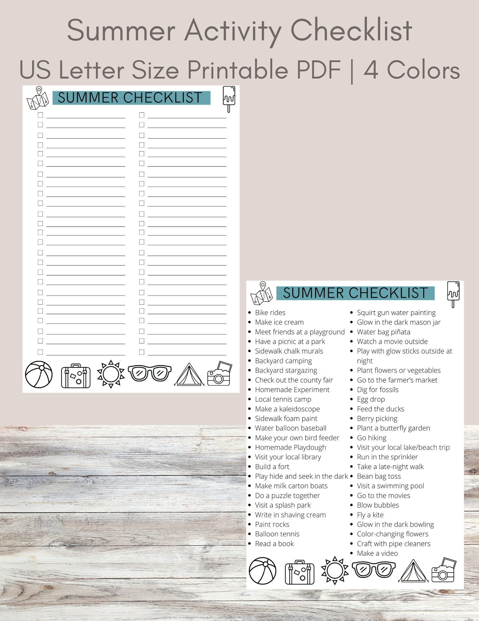 Summer Bucket List | Fillable Summer Bucket List | Summer Activity List ...