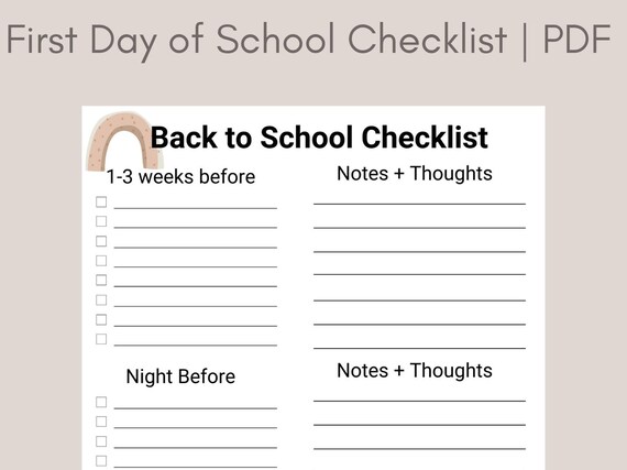Back to School Checklist Printable Back to School Sheet - Etsy