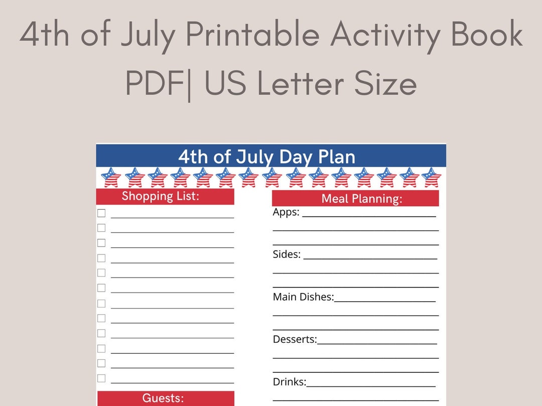 Fourth of July Activity Book Independence Day Game Fourth - Etsy
