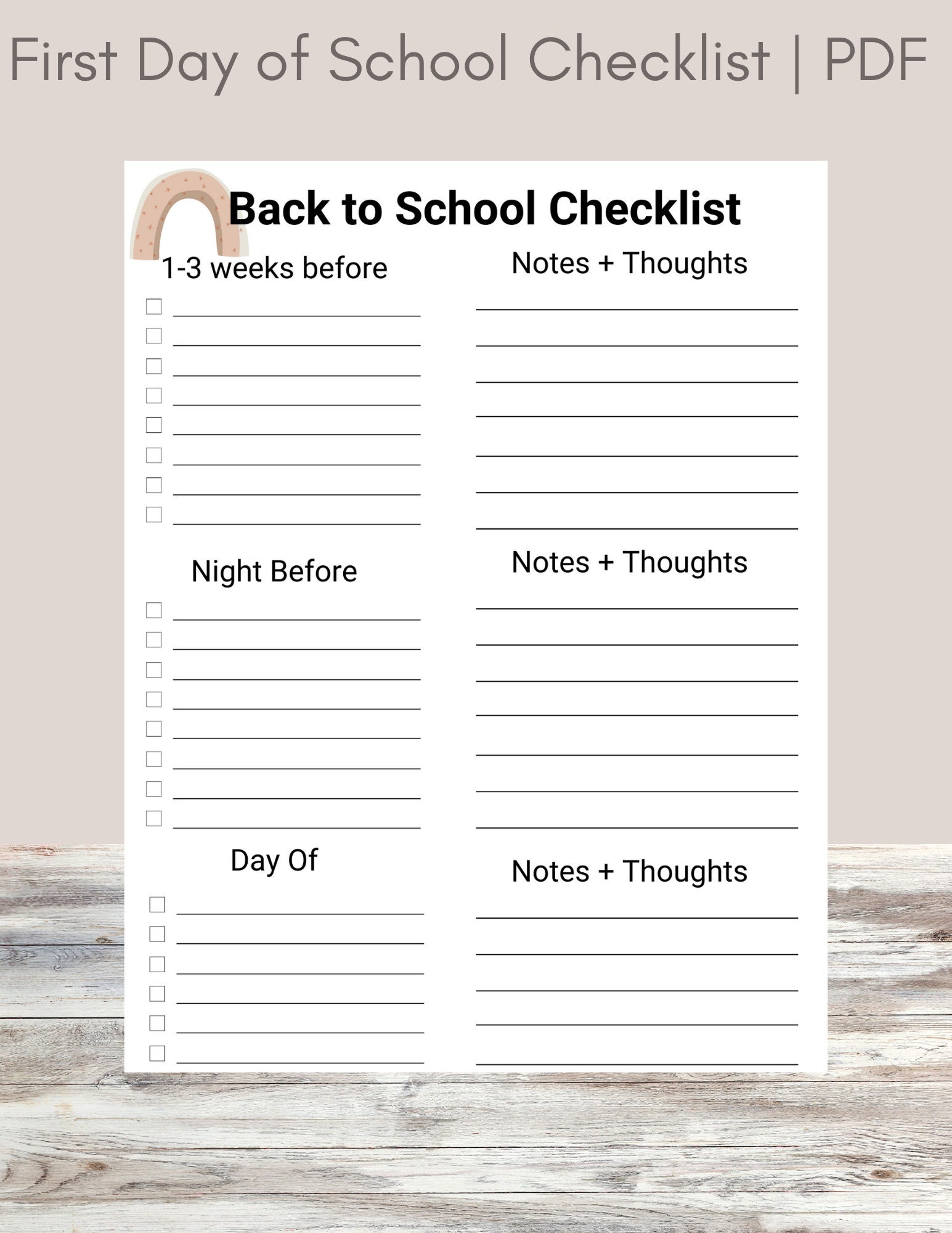 Back to School Checklist Printable Back to School Sheet Back to School ...