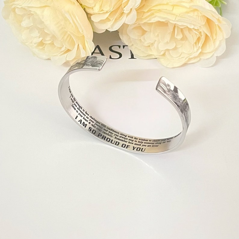 Inspirational Engraved Cuff Bracelet: "i Am so Proud of You" Daughter ...