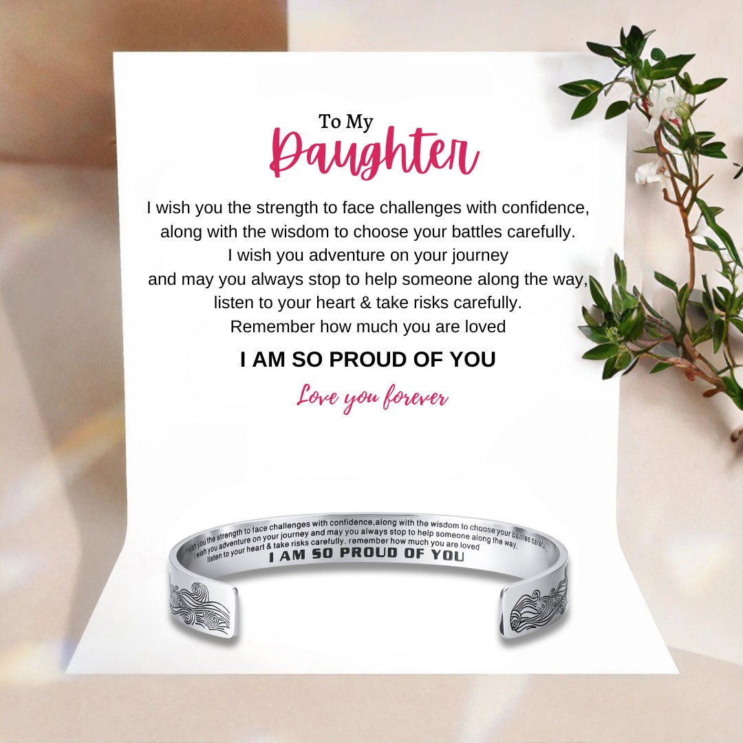 Inspirational Engraved Cuff Bracelet: "i Am so Proud of You" Daughter ...