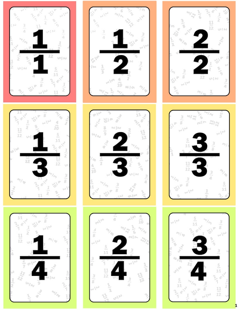 Printable Fraction Flashcards - Etsy Canada