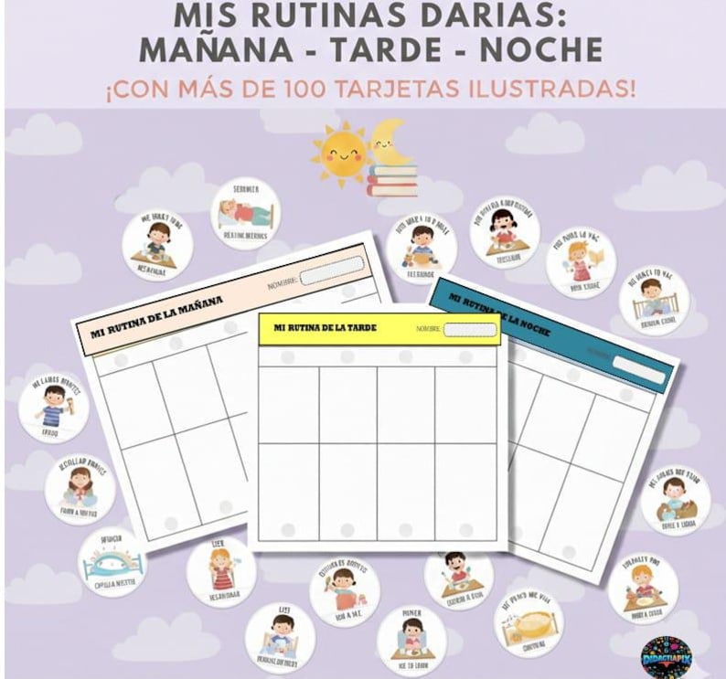 Tablero De Rutinas Para Niños | Agenda Visual Mañana, Tarde Y Noche - Etsy
