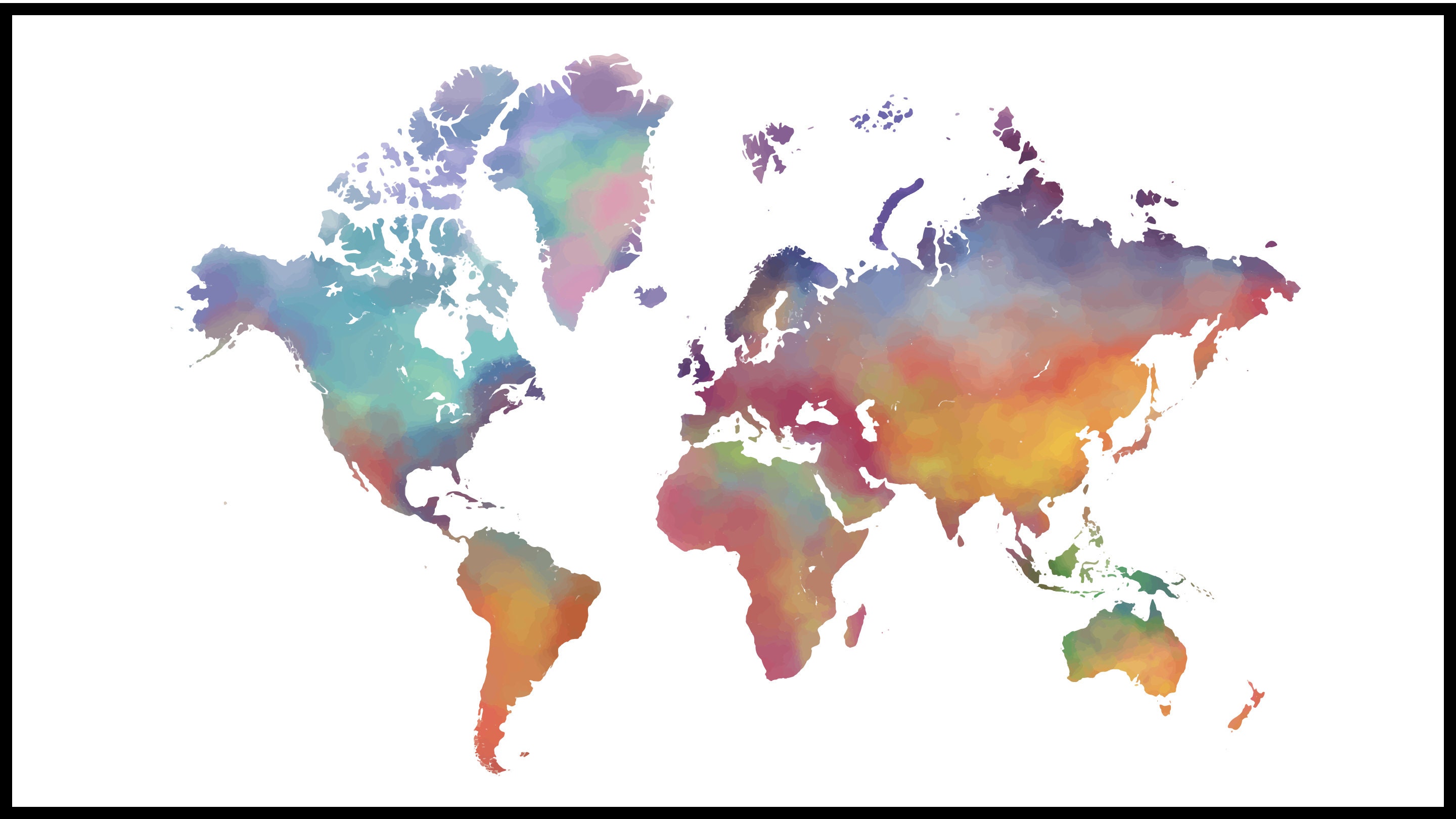 Watercolor World Map Desktop Wallpaper