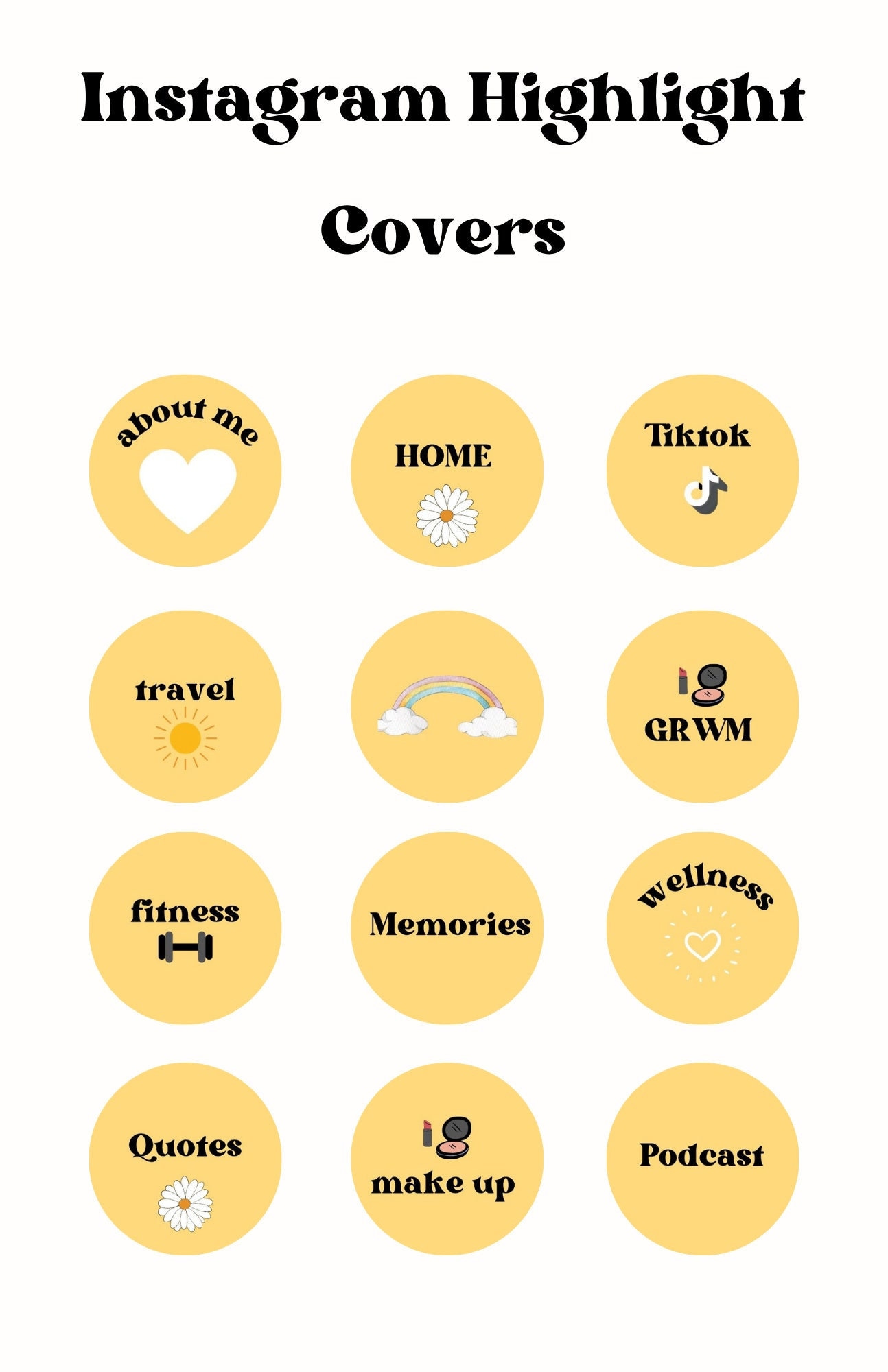 Yellow Happy Instagram Highlight Covers - Etsy