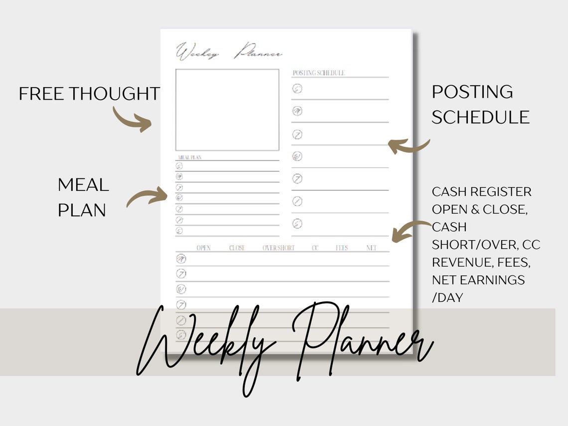 Printable Entrepreneur's Weekly Planner | Small Business Daily Planner ...