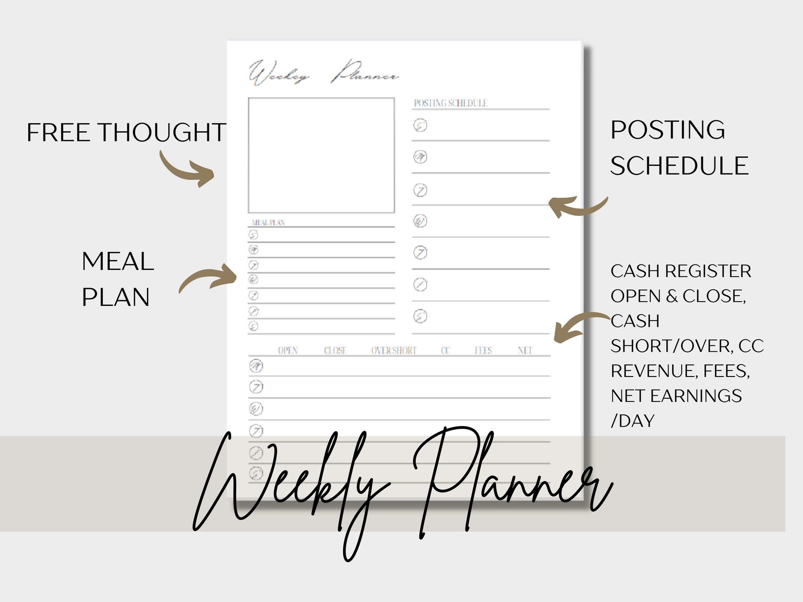 Printable Entrepreneur's Weekly Planner | Small Business Daily Planner ...