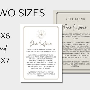 Simple Return Policy Template, DIY Printable Business Card Design ...