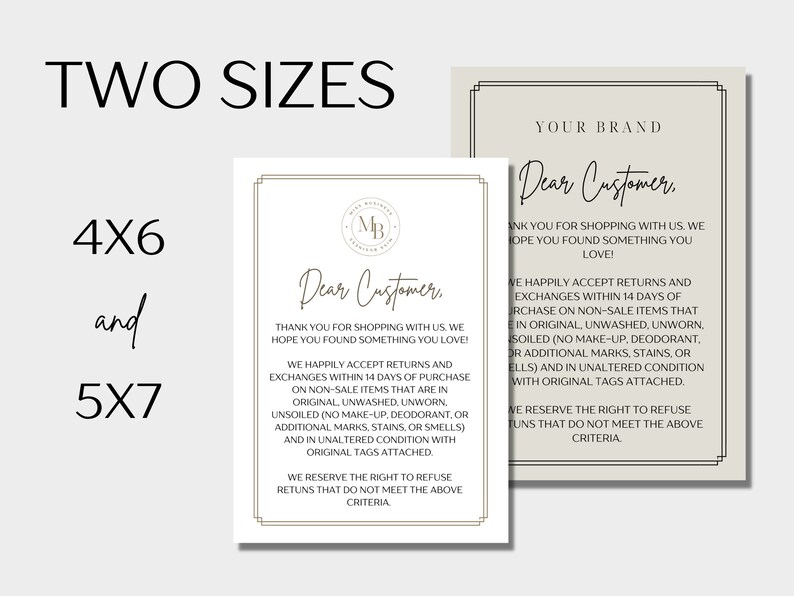 Simple Return Policy Template, DIY Printable Business Card Design ...