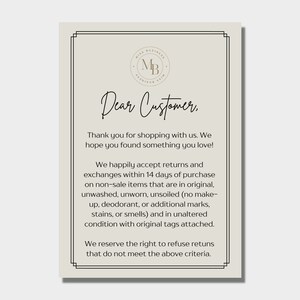 Simple Return Policy Template, DIY Printable Business Card Design ...